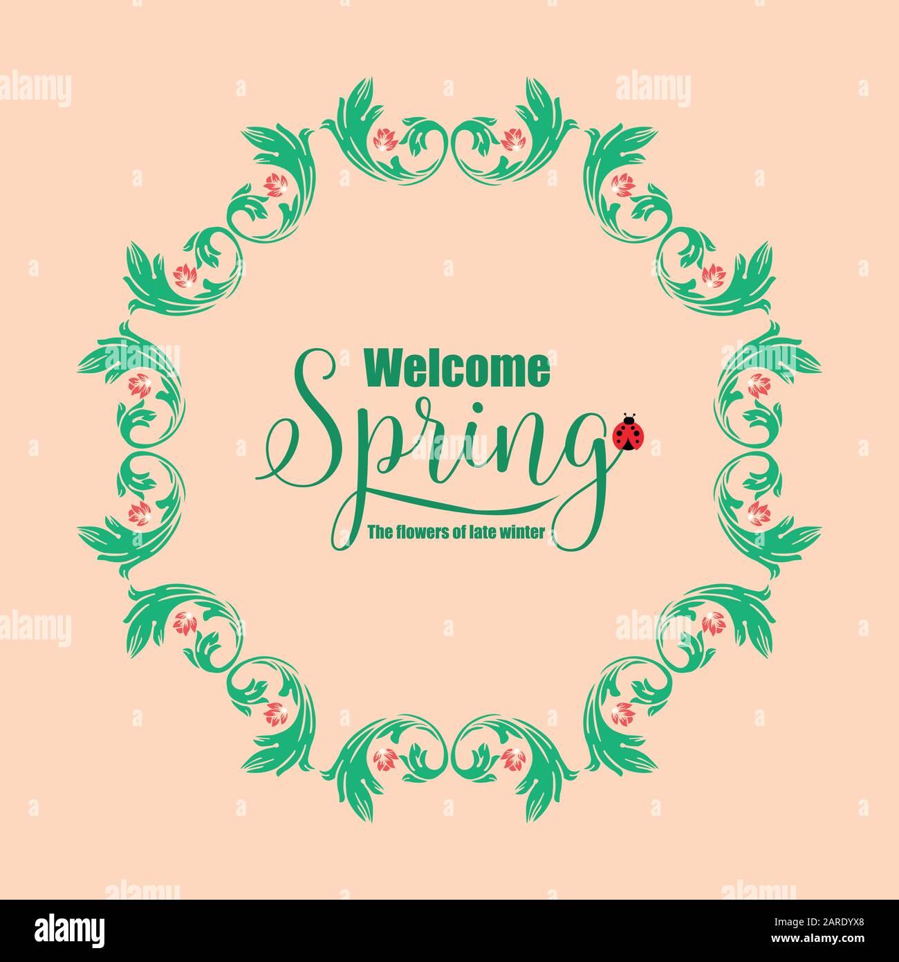 Beautiful Decoration of leaf and floral frame, for welcome spring ...