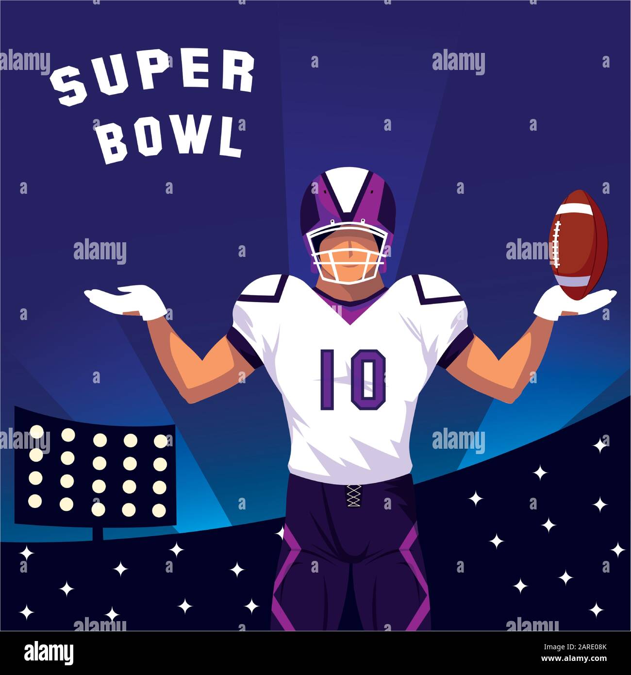 man player american football with label super bowl vector illustration ...