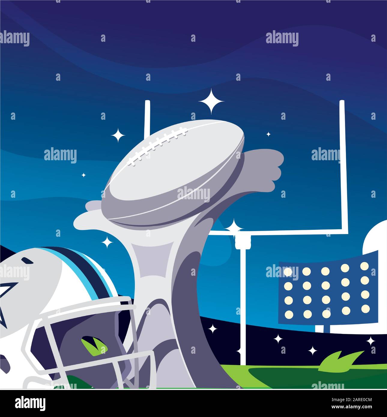 american football award with helmets in stadium vector illustration ...