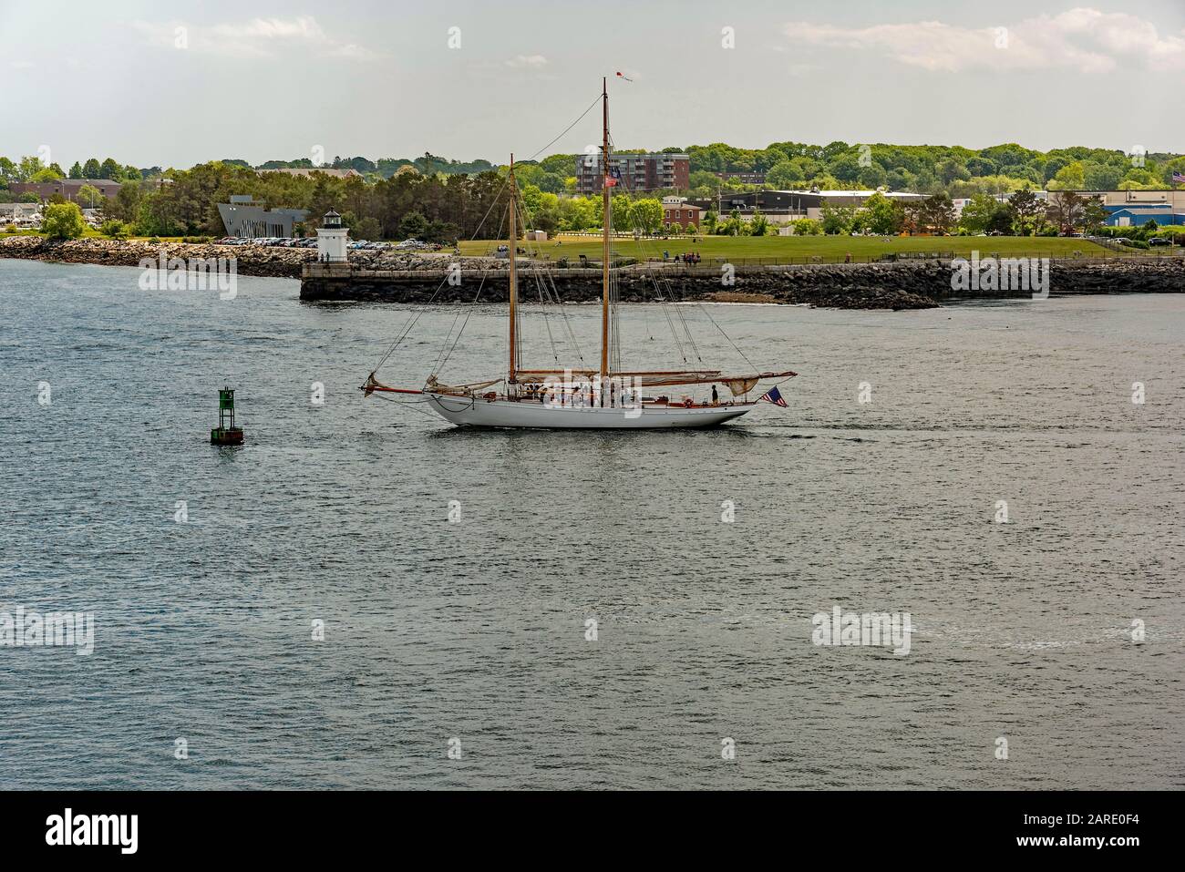 Portland Harbour with Sailing Boat, Maine, U.S.A Stock Photo - Alamy