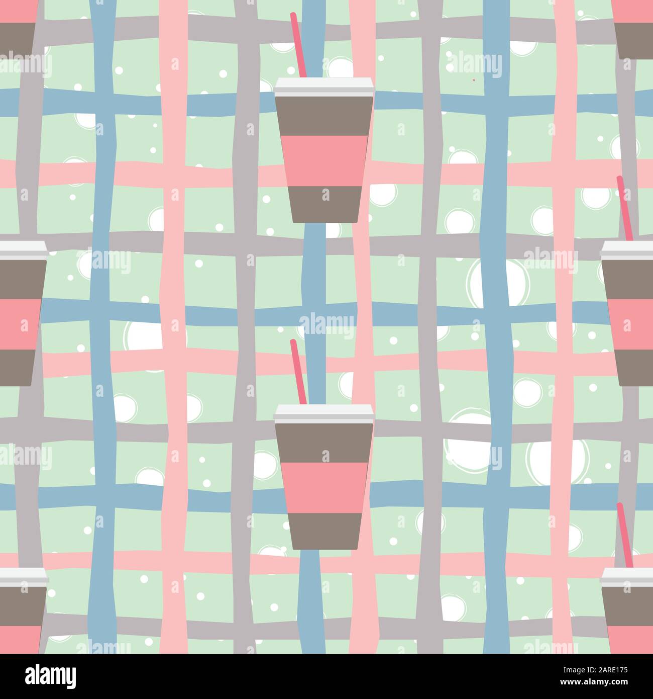 Seamless repeating Pattern with coffee cup on white background. Vector ...