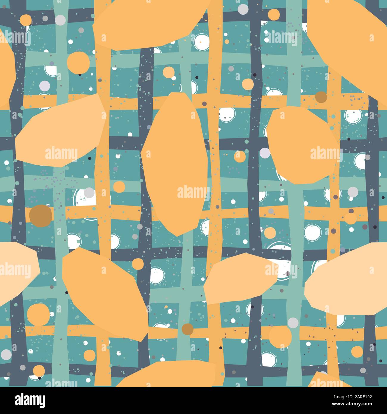Seamless repeating pattern with golden geometric shapes and pastel blue ...