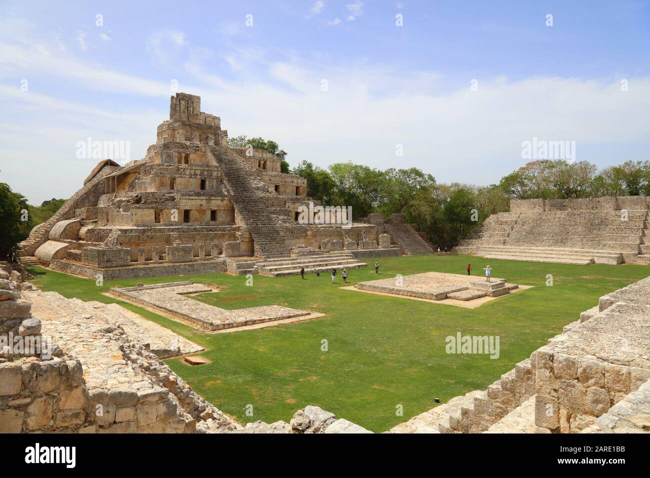 The massive five storiey main temple of the ancient Mayan city of Edzna ...