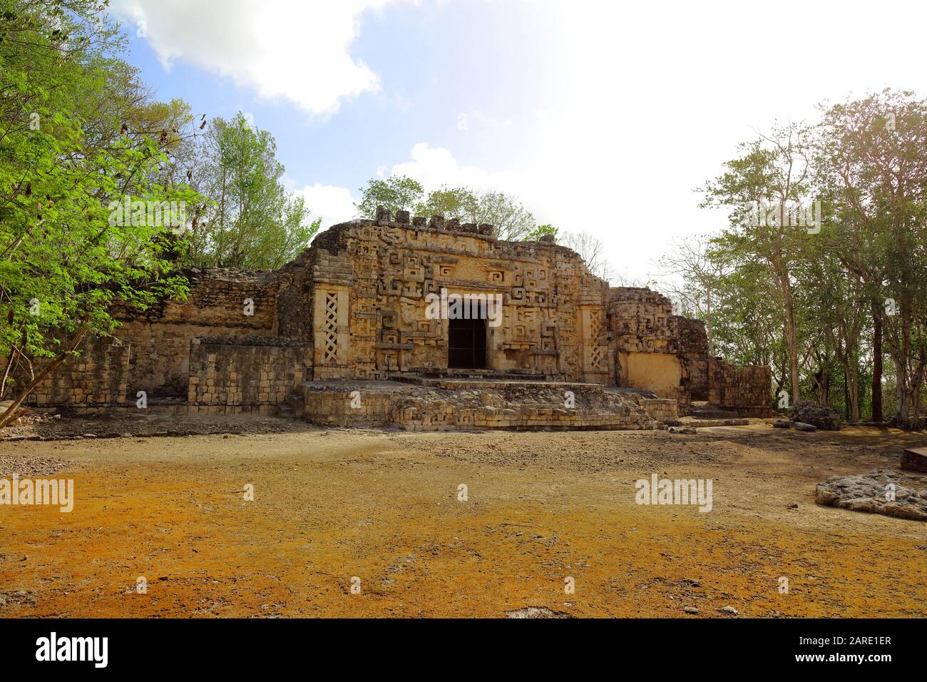 The three-roomed Palace or Structure I of the ancient Mayan city of ...
