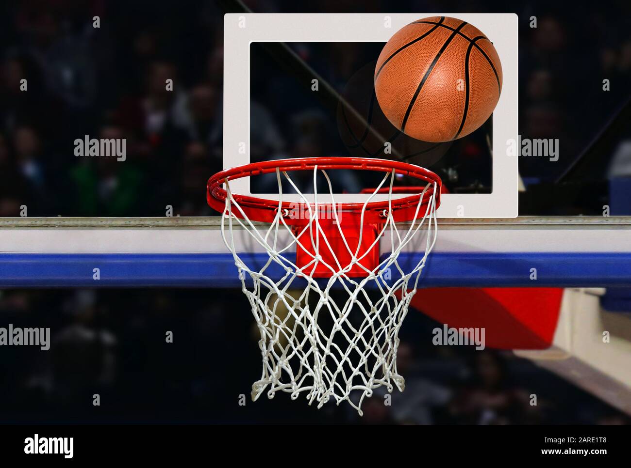 Basketball shot to the hoop in a competitive game in close up Stock ...