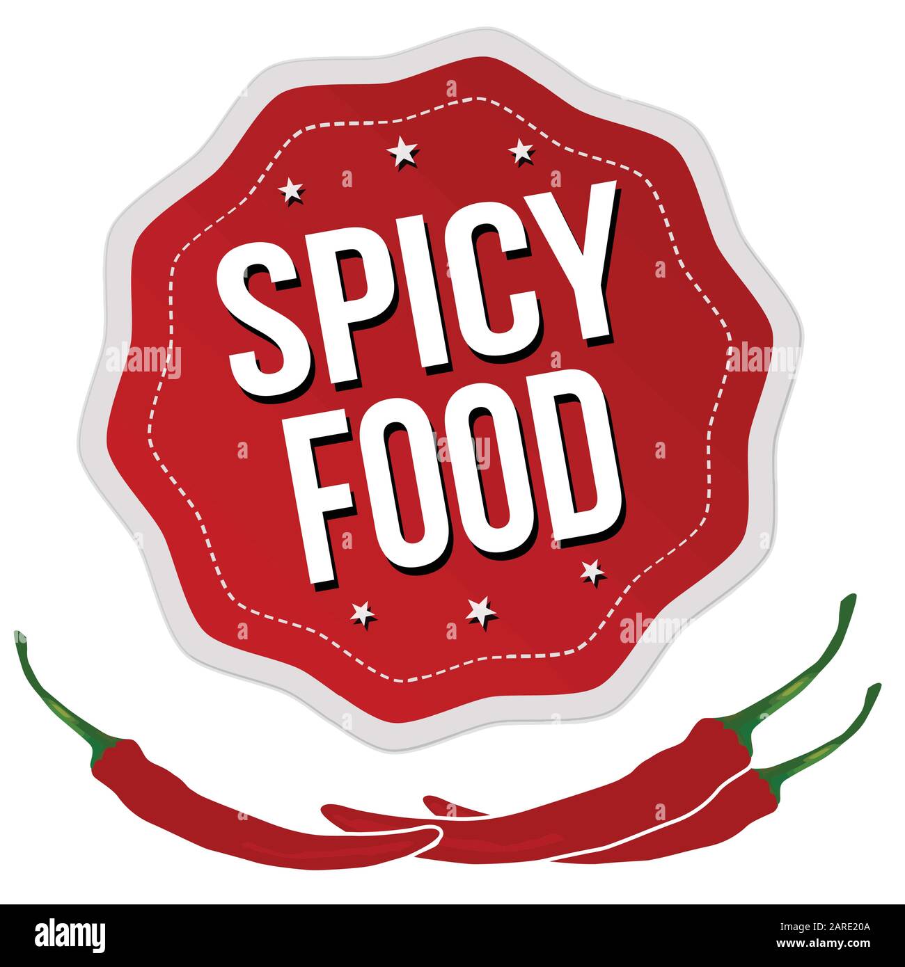 Spicy food label or sticker on white background, vector illustration ...