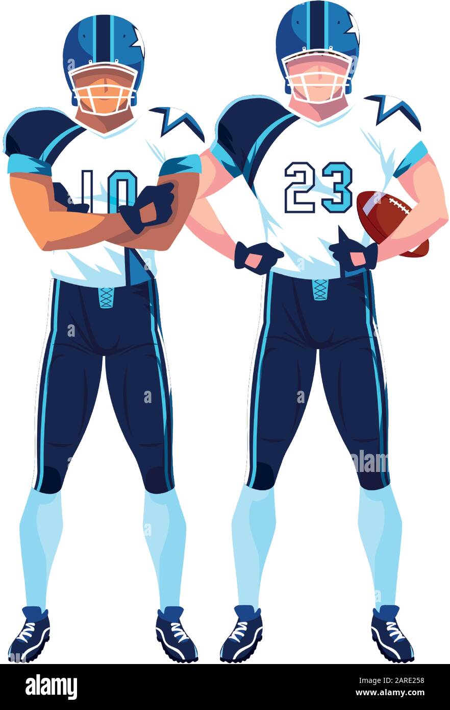 team of players american football , sportsmen with uniform vector ...