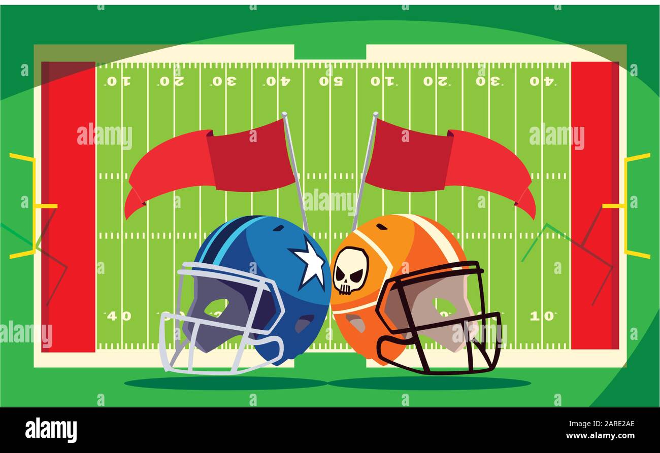 football stadium with helmets, super bowl vector illustration design ...