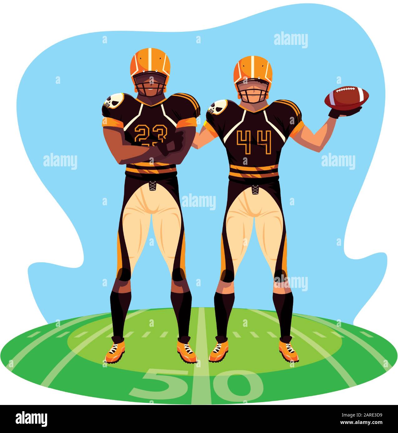 team of players american football , sportsmen with uniform on stadium ...