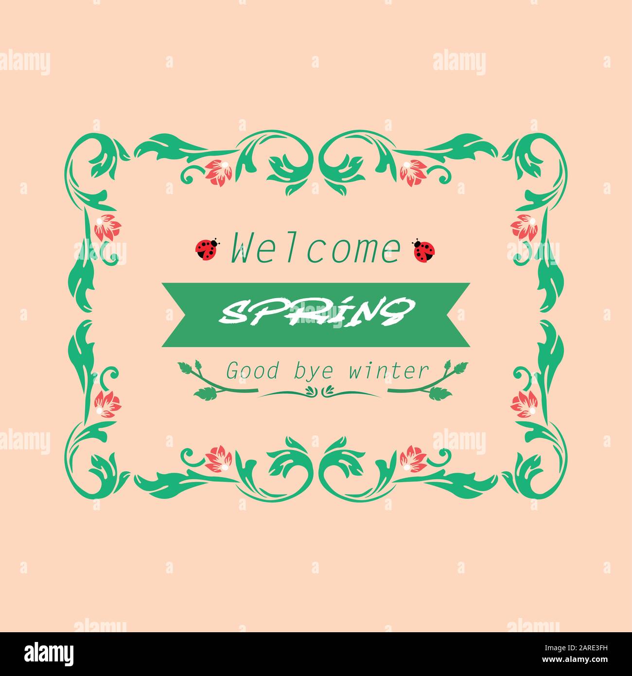 Design element isolated on creme background, with leaf and floral frame ...