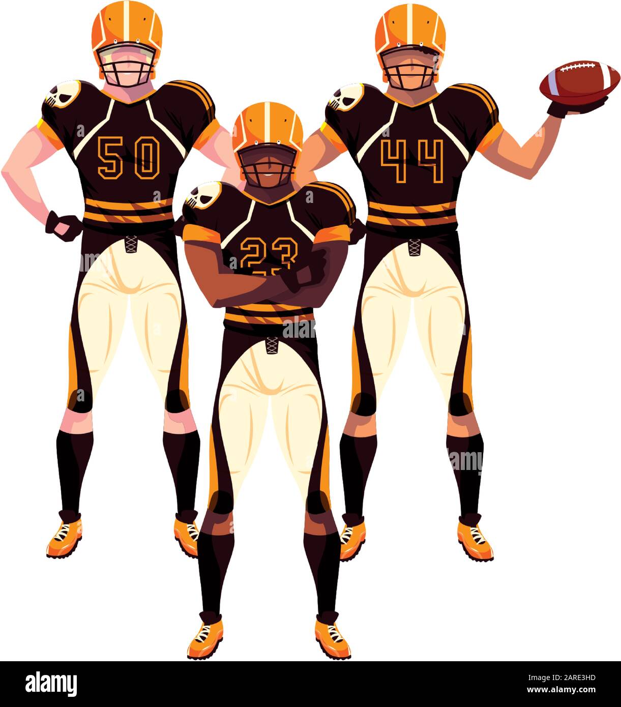 team of players american football , sportsmen with uniform vector ...