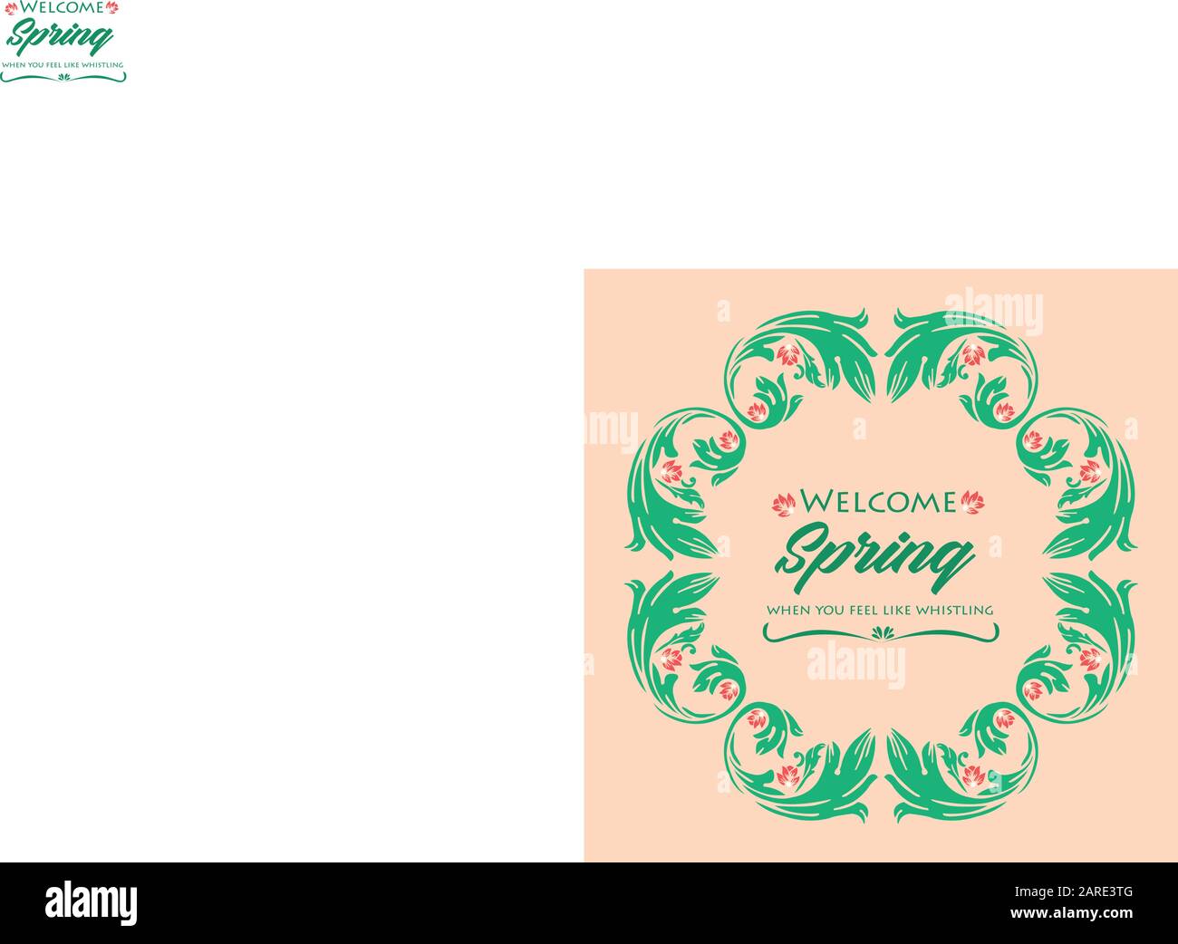 Modern pattern of leaf and flower frame, for welcome spring poster ...