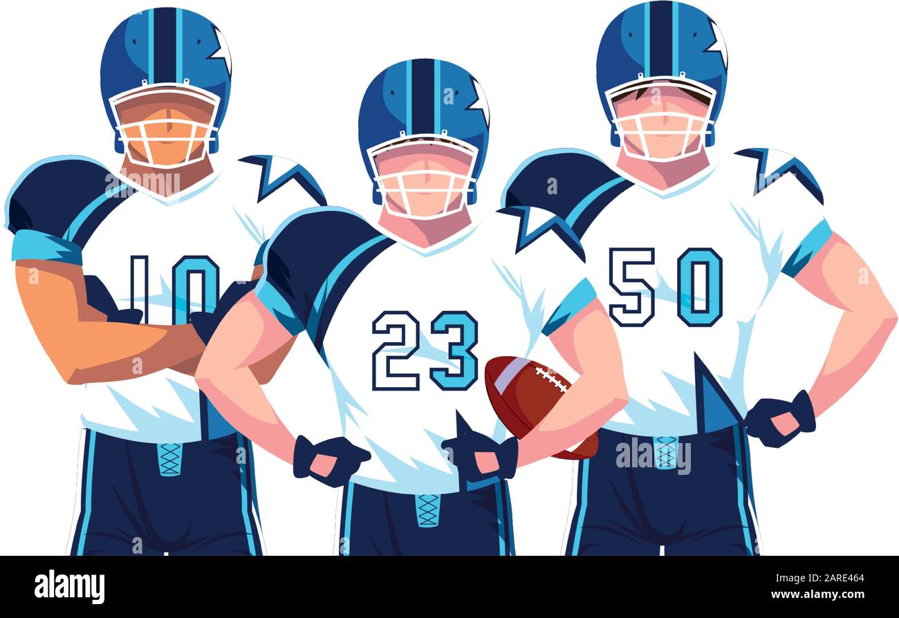 team of players american football , sportsmen with uniform vector ...