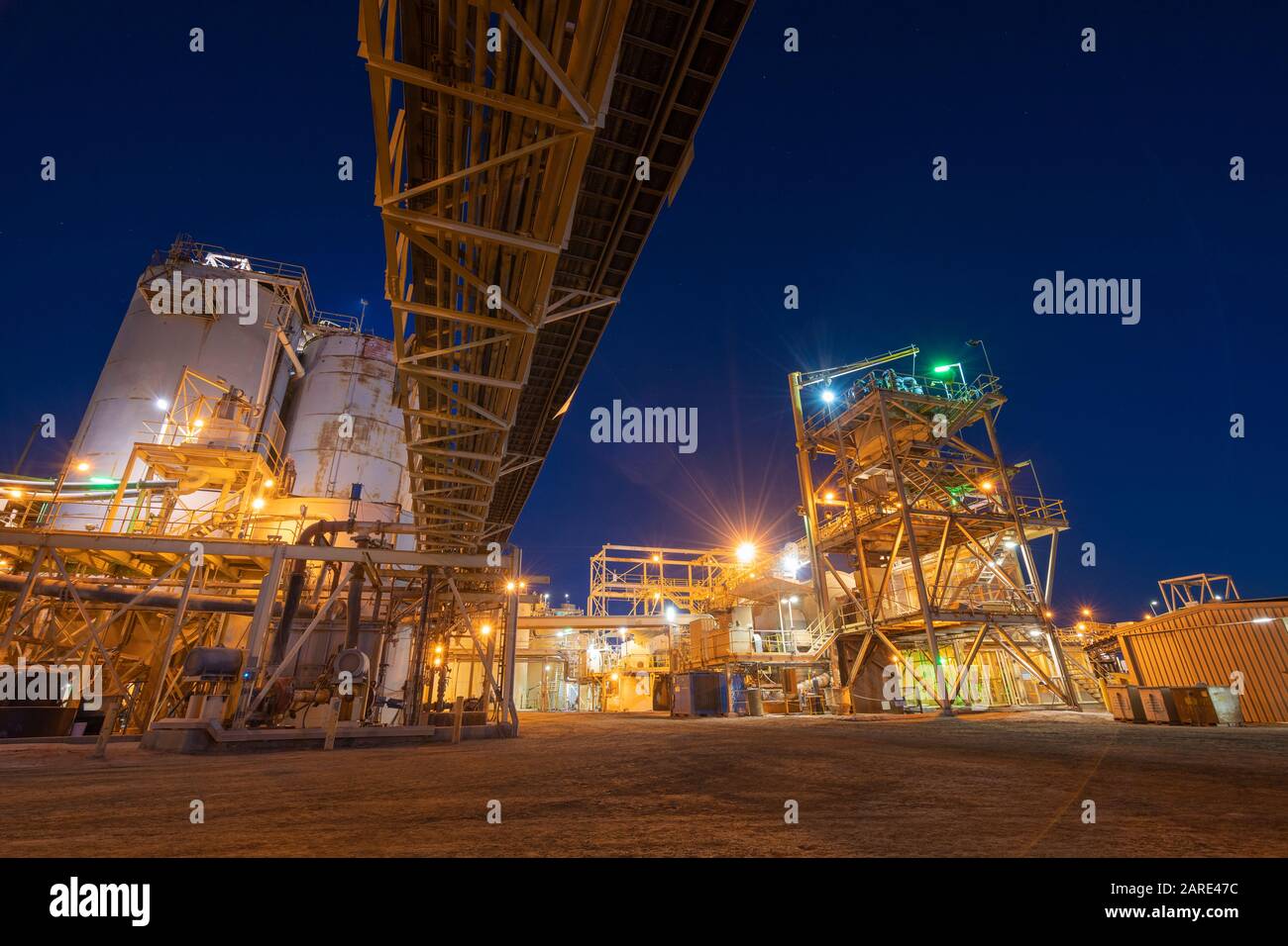 Gold processing plant at night, Western Australia Stock Photo - Alamy