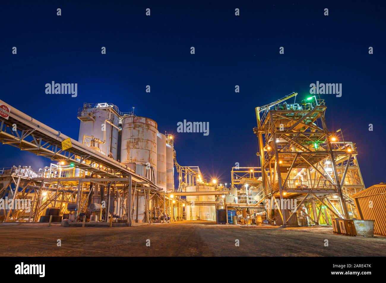 Gold processing plant at night, Western Australia Stock Photo - Alamy