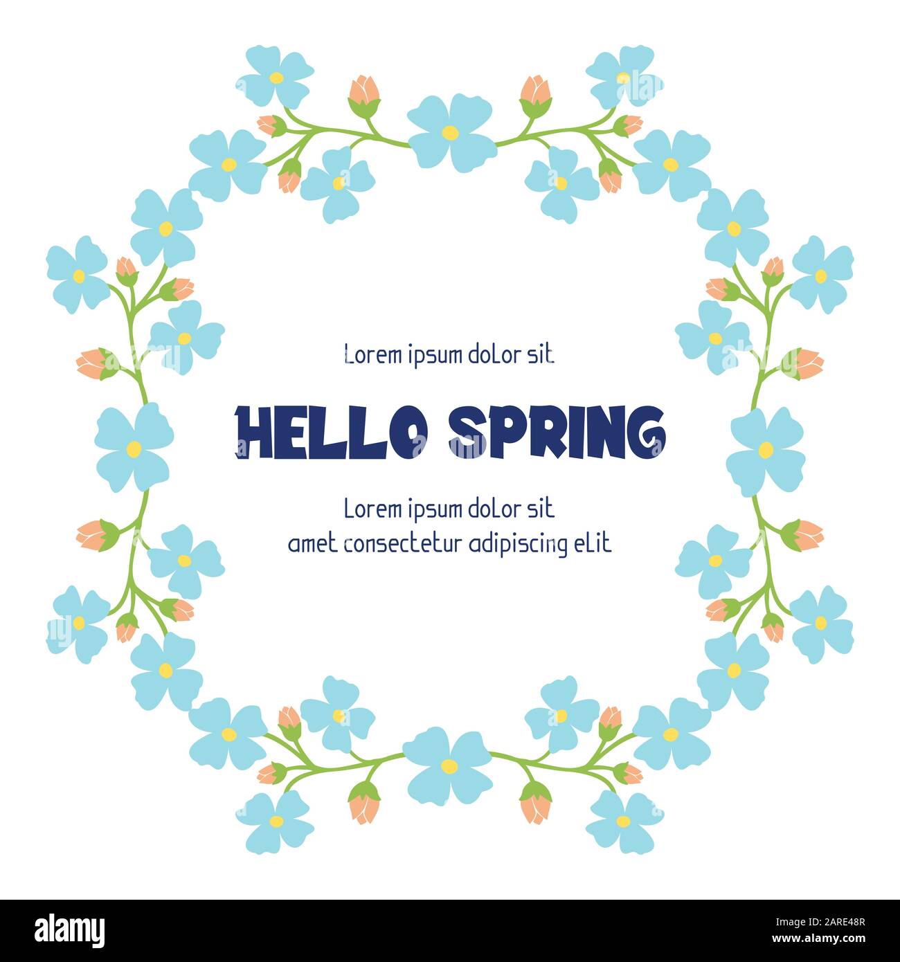 Greeting card hello spring design, with elegant pattern of leaf and ...