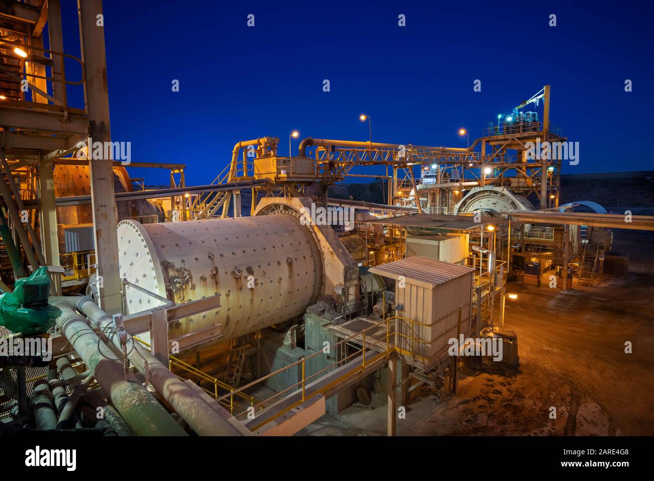Gold processing plant at night, Western Australia Stock Photo - Alamy