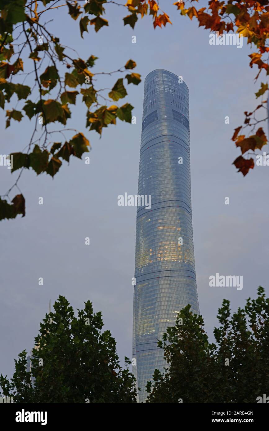SHANGHAI, CHINA -30 OCT 2019- A view of the modern Shanghai Tower, a ...