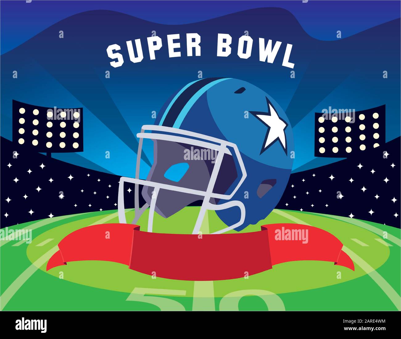 helmet of football american with super bowl label vector illustration ...