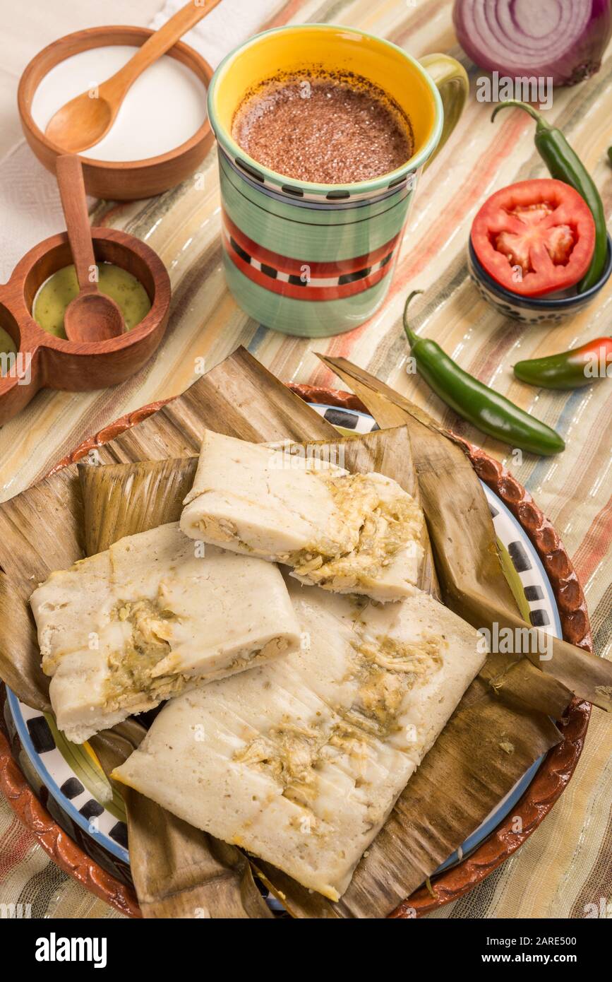 Tamales Oaxaqueños, Mexican dish made with corn dough, chicken or pork ...