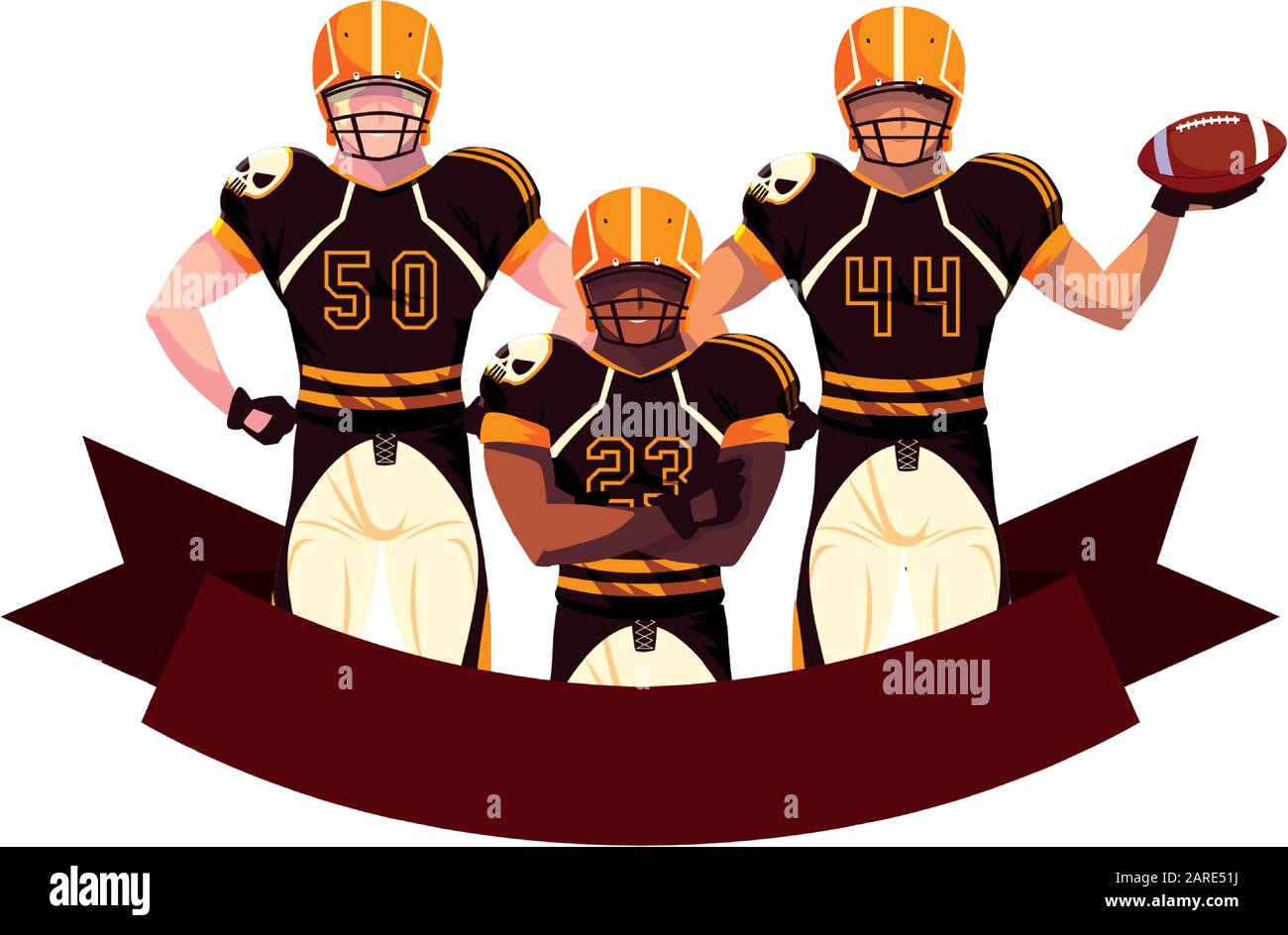 team of players american football , sportsmen with uniform vector ...