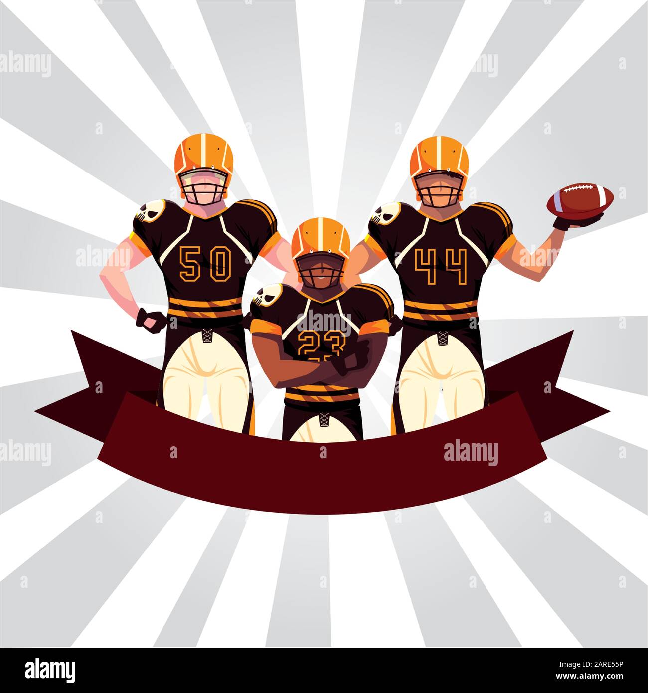 team of players american football , sportsmen with uniform vector ...