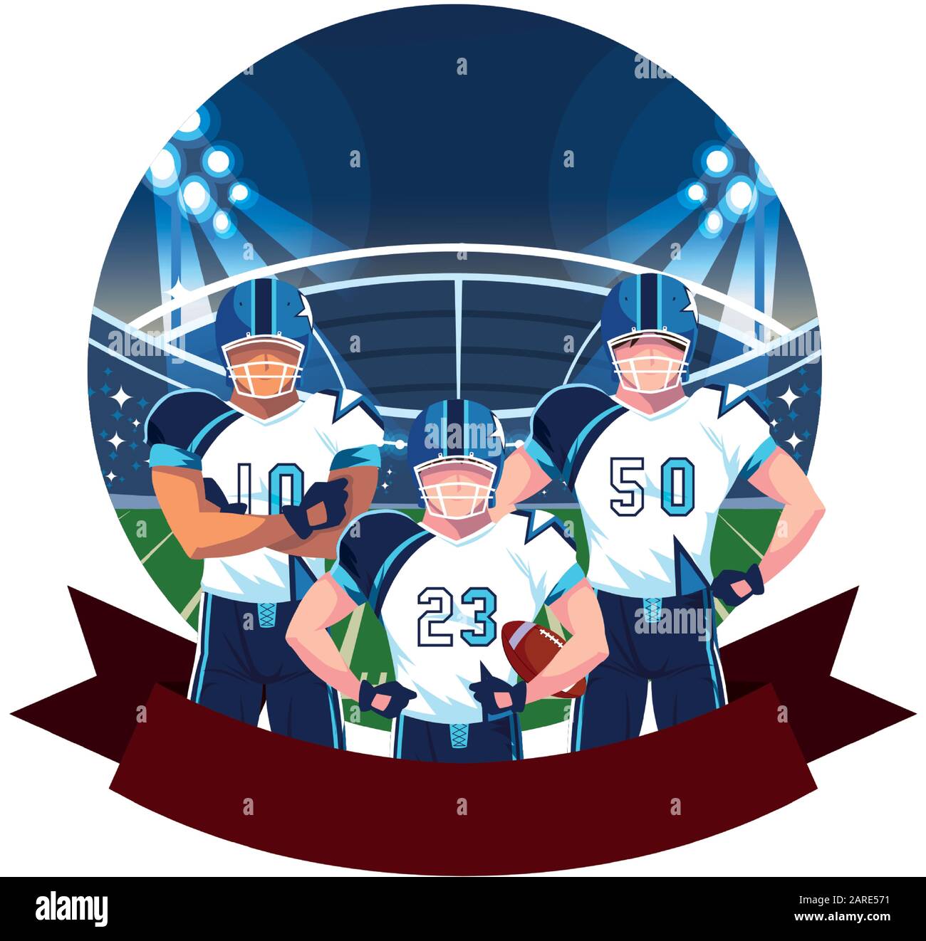 team of players american football , sportsmen with uniform on stadium ...