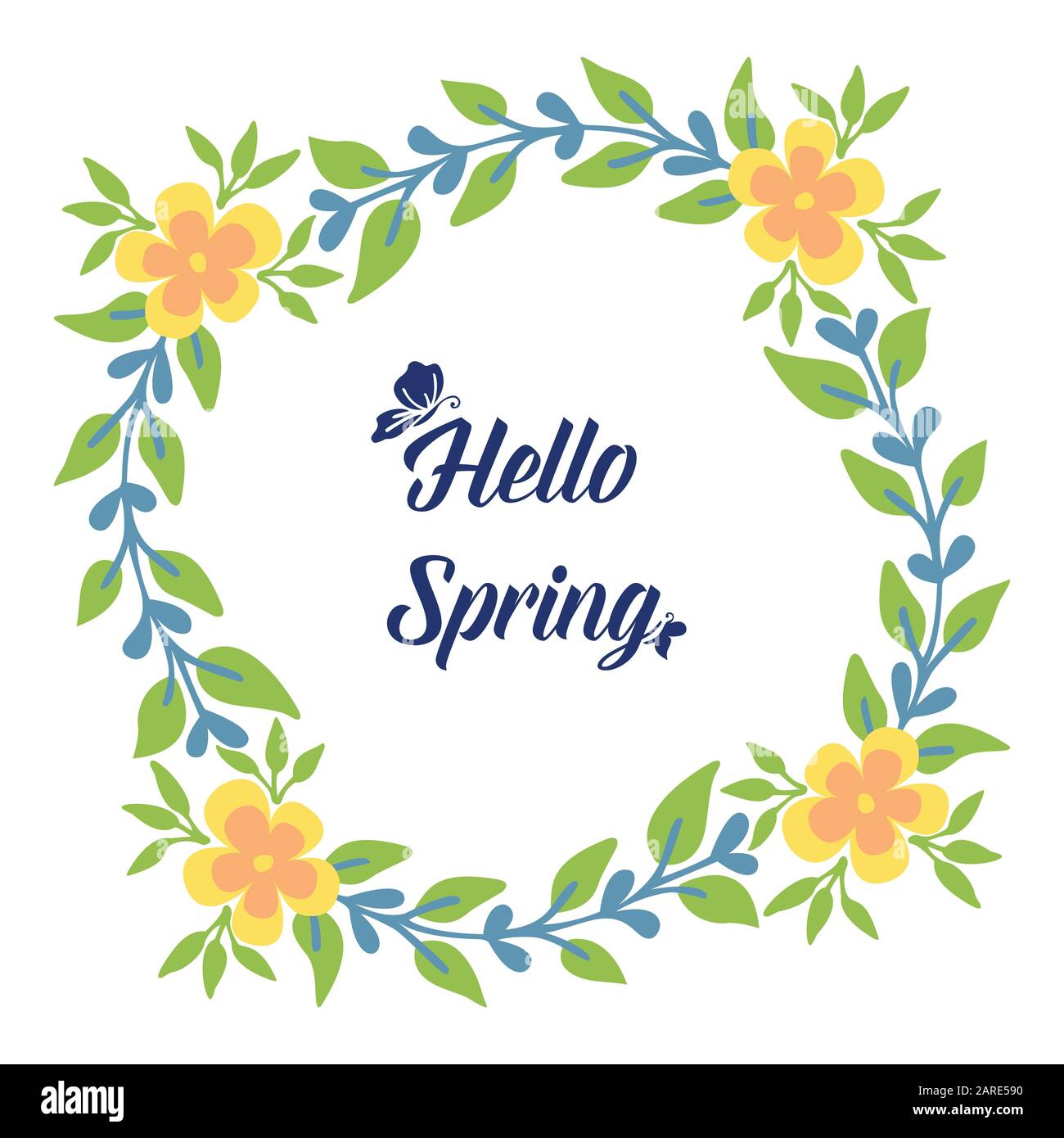 Simple shape pattern of leaf and flower frame, for hello spring ...