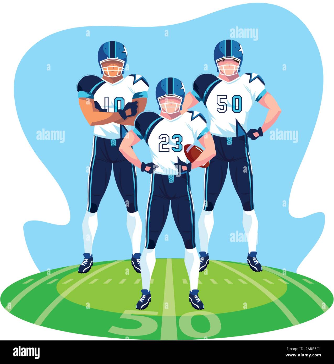 team of players american football , sportsmen with uniform on stadium ...