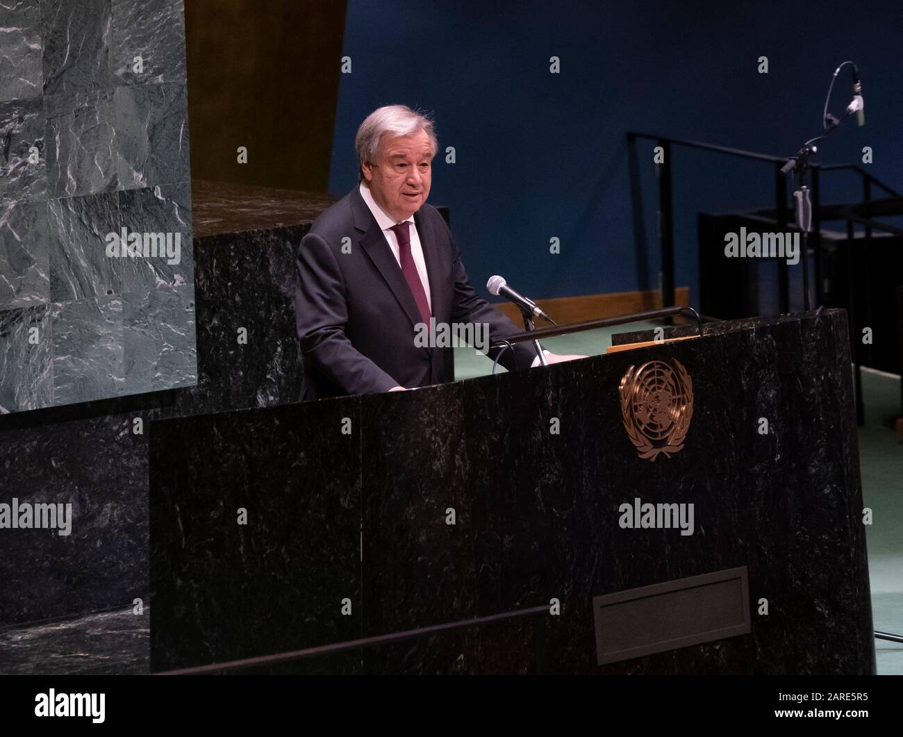 New York, NY - January 27, 2020: Secretary-General Antonio Guterres ... New York, NY - January 27, 2020: Secretary-General Antonio Guterres ...