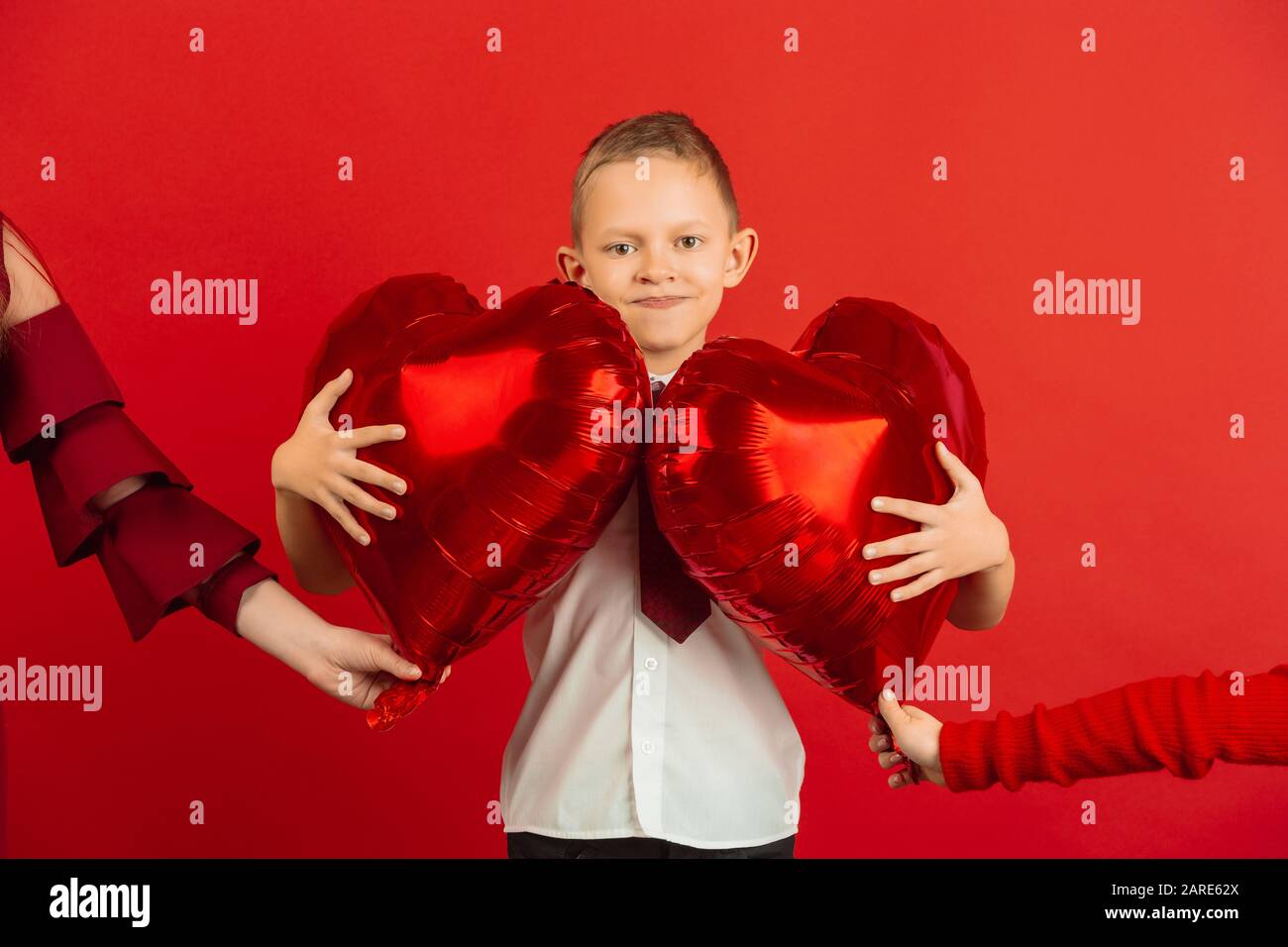 The most popular boy. Valentine's day celebration. Happy, cute ...