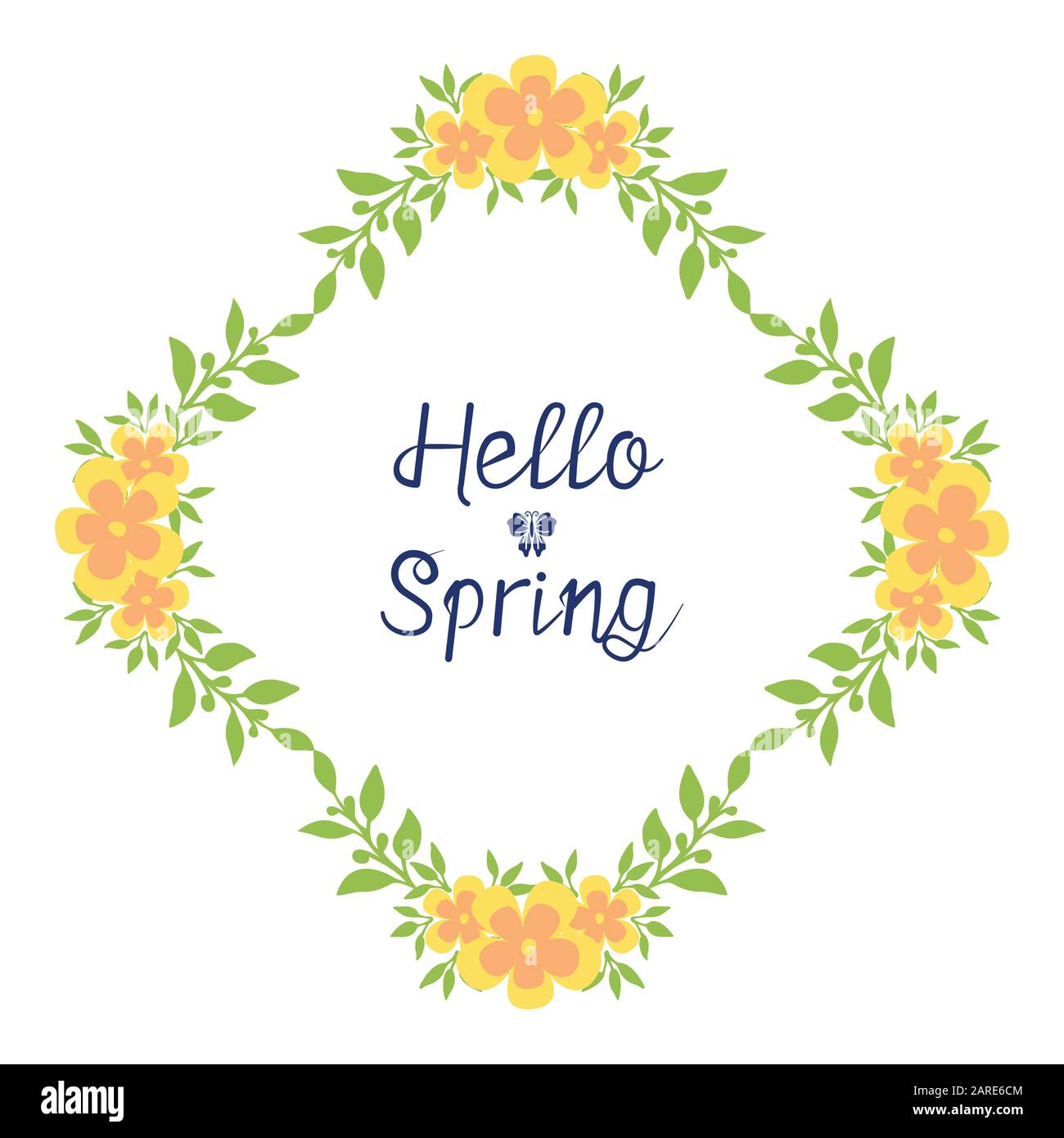 Yellow wreath beautiful frame, for hello spring greeting card wallpaper ...