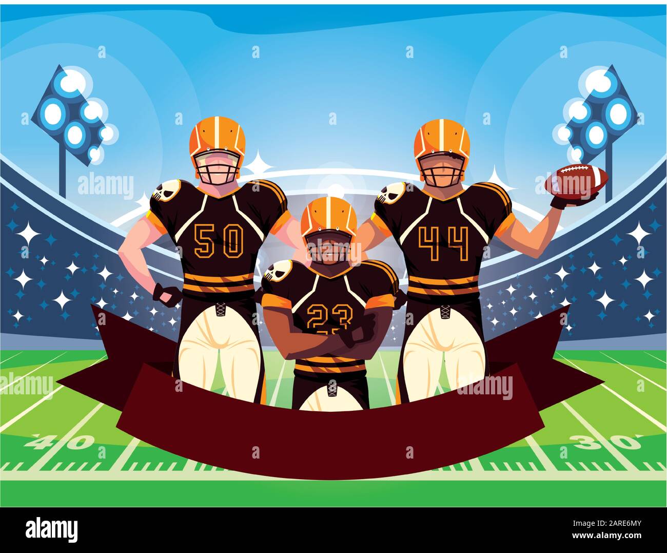 team of players american football , sportsmen with uniform vector ...