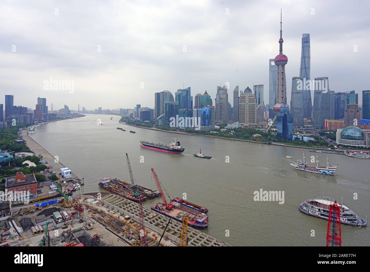 SHANGHAI, CHINA -30 OCT 2019- A landscape day view of the modern Pudong ...