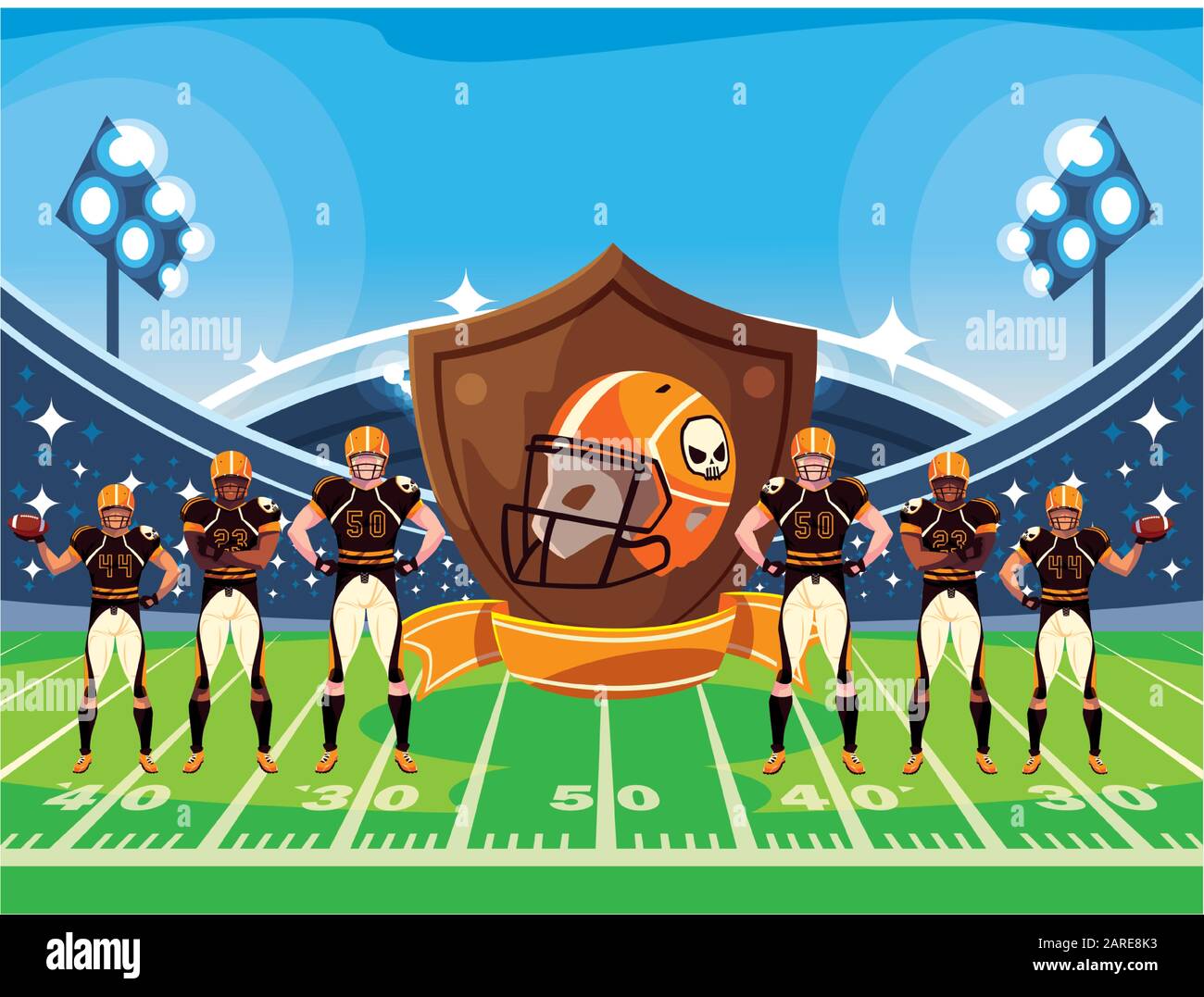 team of players american football in stadium vector illustration design ...