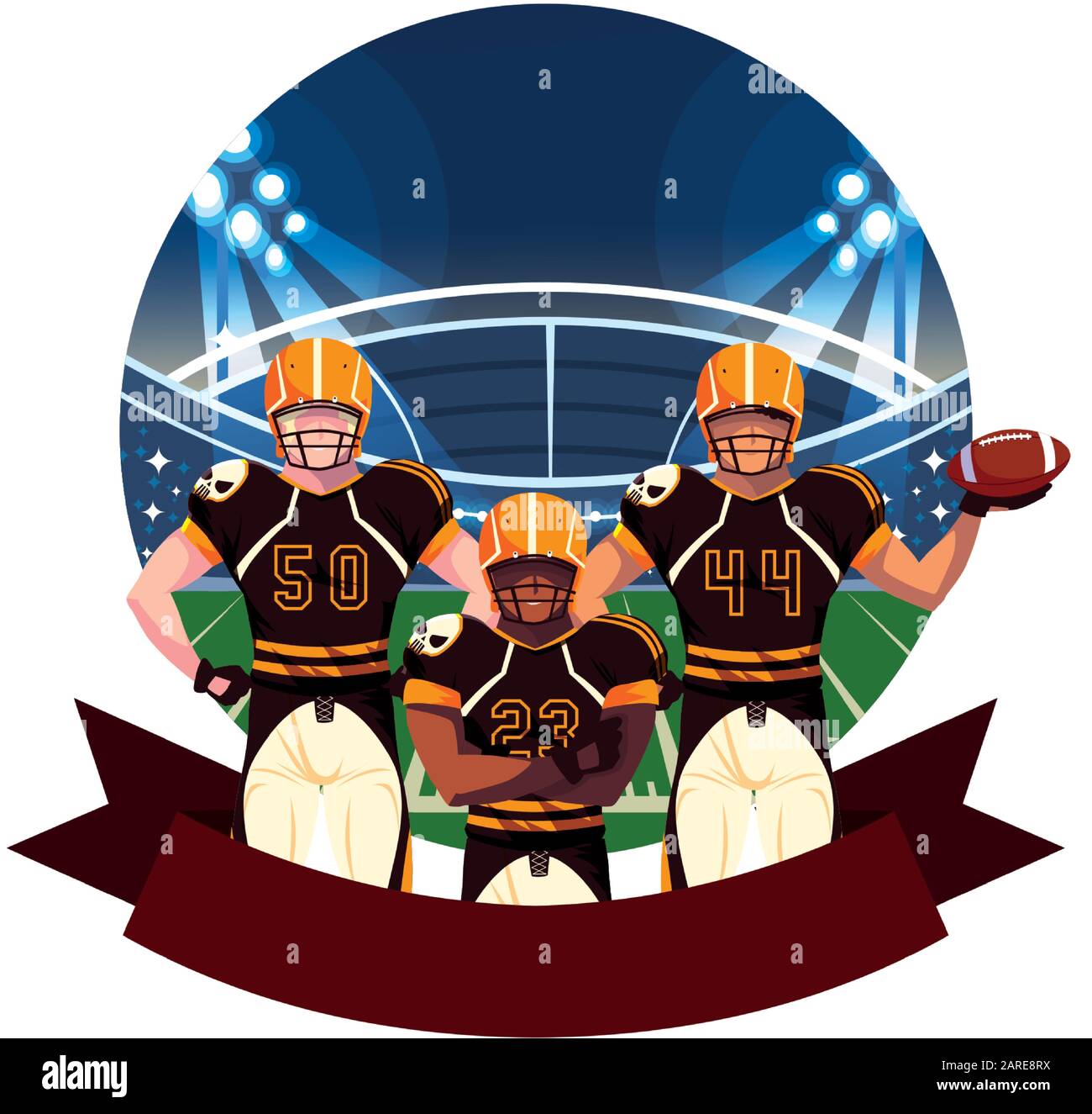 team of players american football , sportsmen with uniform on stadium ...