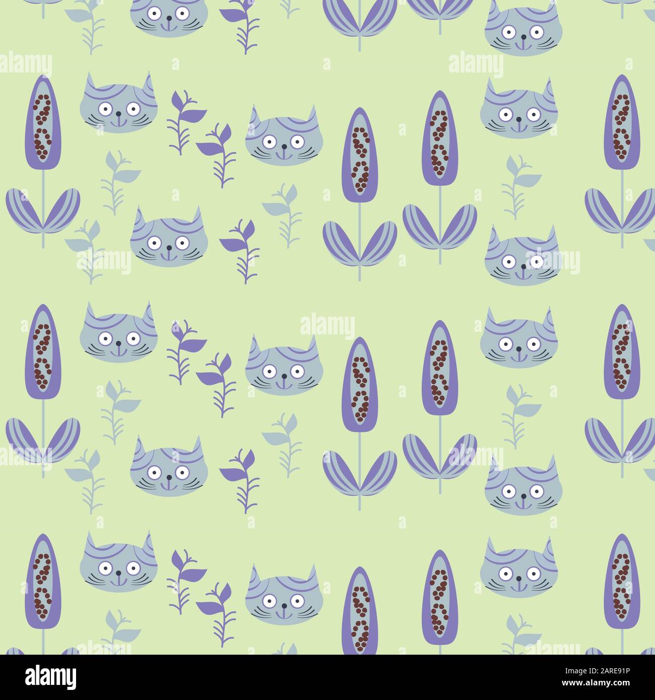 Abstract seamless pattern with cute cats. It is located in swatch menu, vector Stock Vector ...