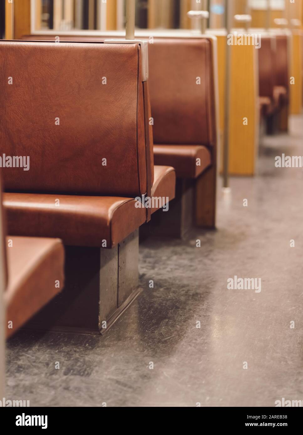 Interior old vintage subway trains in Munich Stock Photo - Alamy