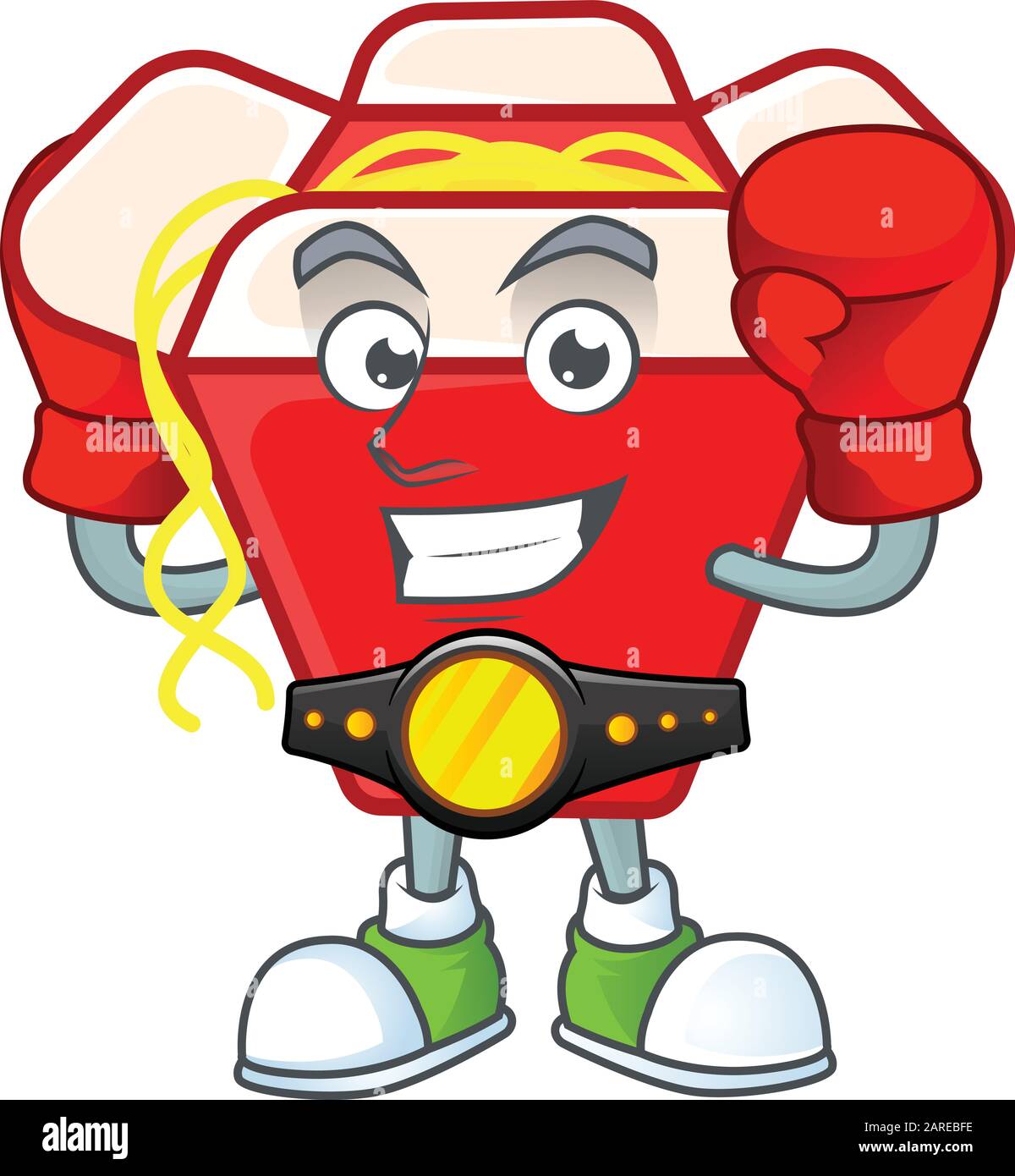 Happy Face Boxing chinese box noodle cartoon character design Stock ...