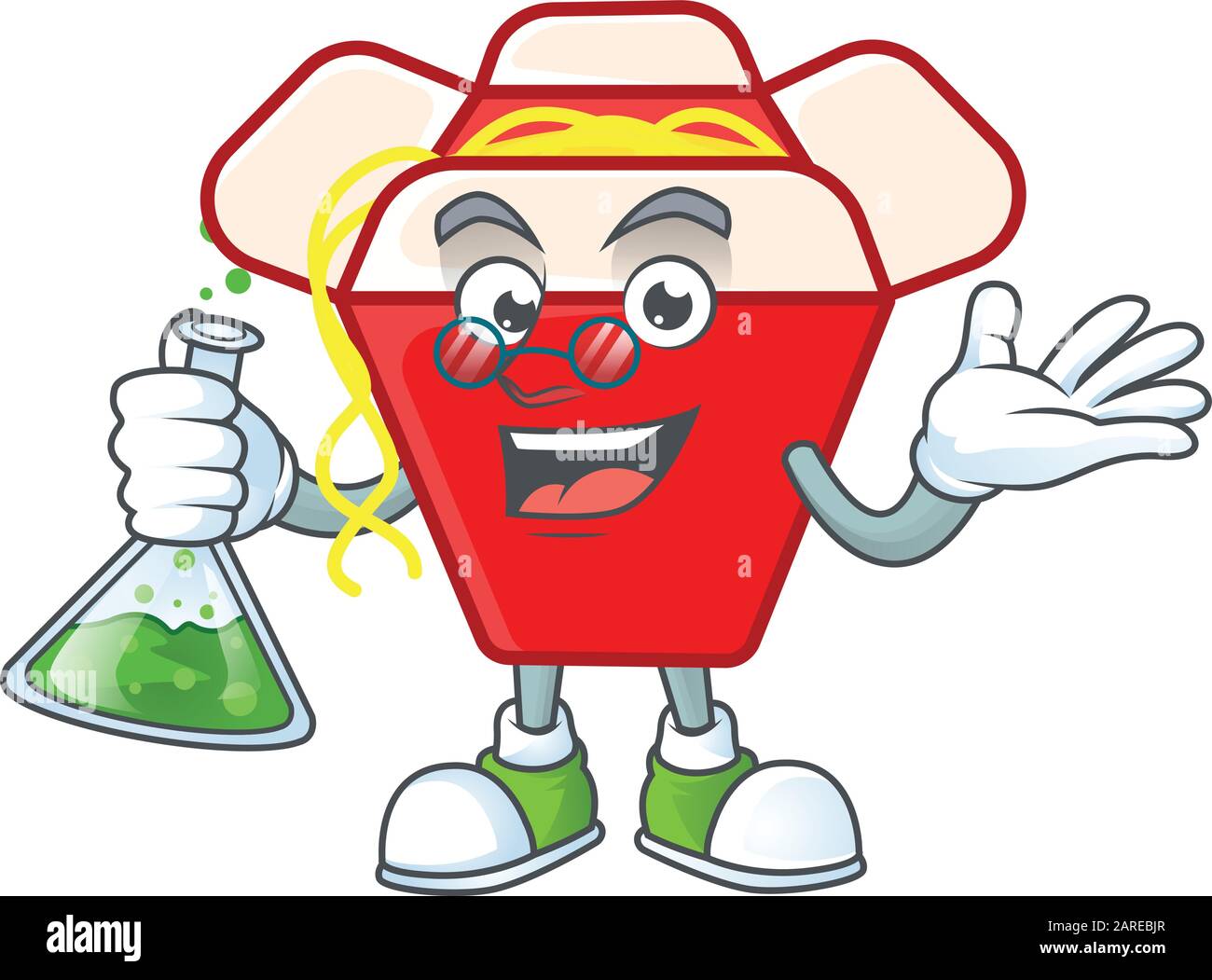 Smart Professor chinese box noodle cartoon character with glass tube ...