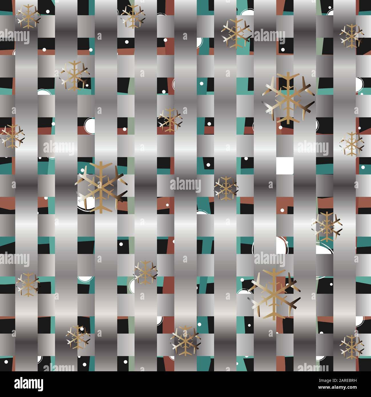 Cute Winter Background with golden snowflakes and silver stripes ...