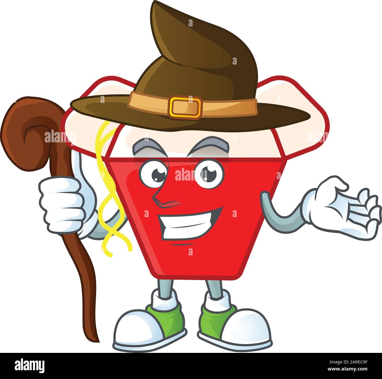 cartoon mascot style of chinese box noodle dressed as a witch Stock ...