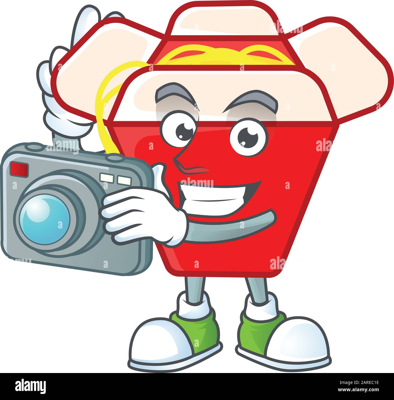 Cool Photographer chinese box noodle character with a camera Stock ...