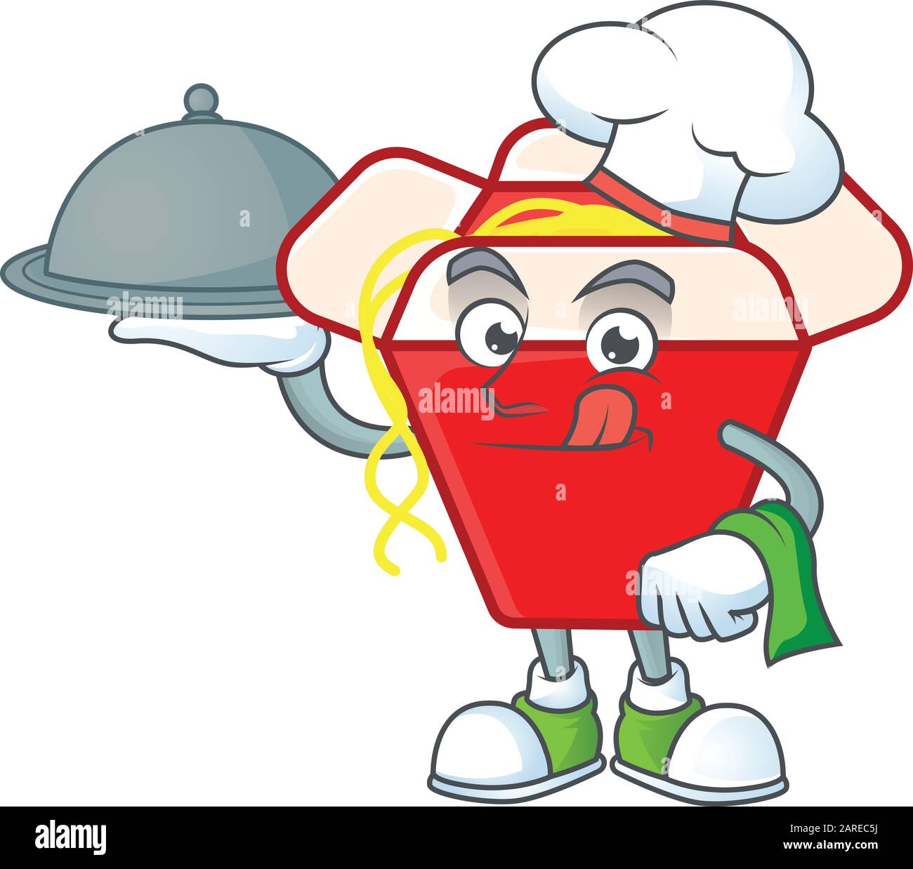 cartoon design of chinese box noodle as a Chef having food on tray ...