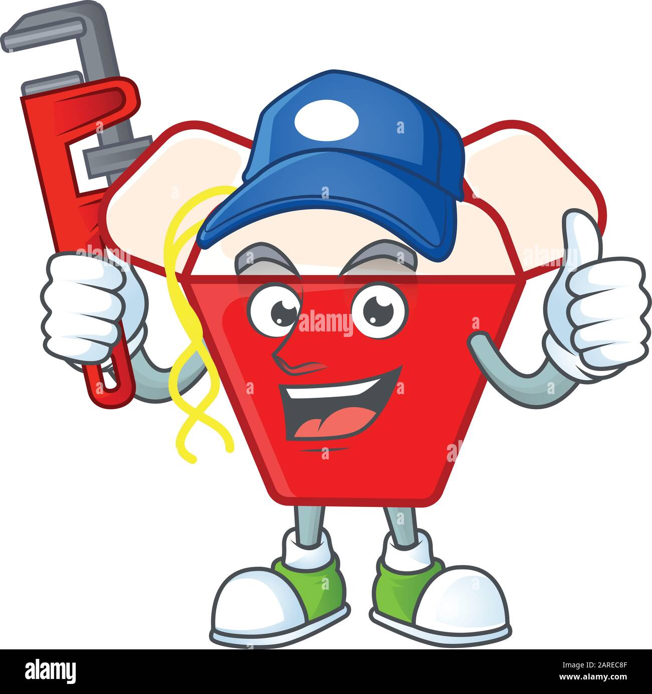 Cool Plumber chinese box noodle on mascot picture style Stock Vector ...
