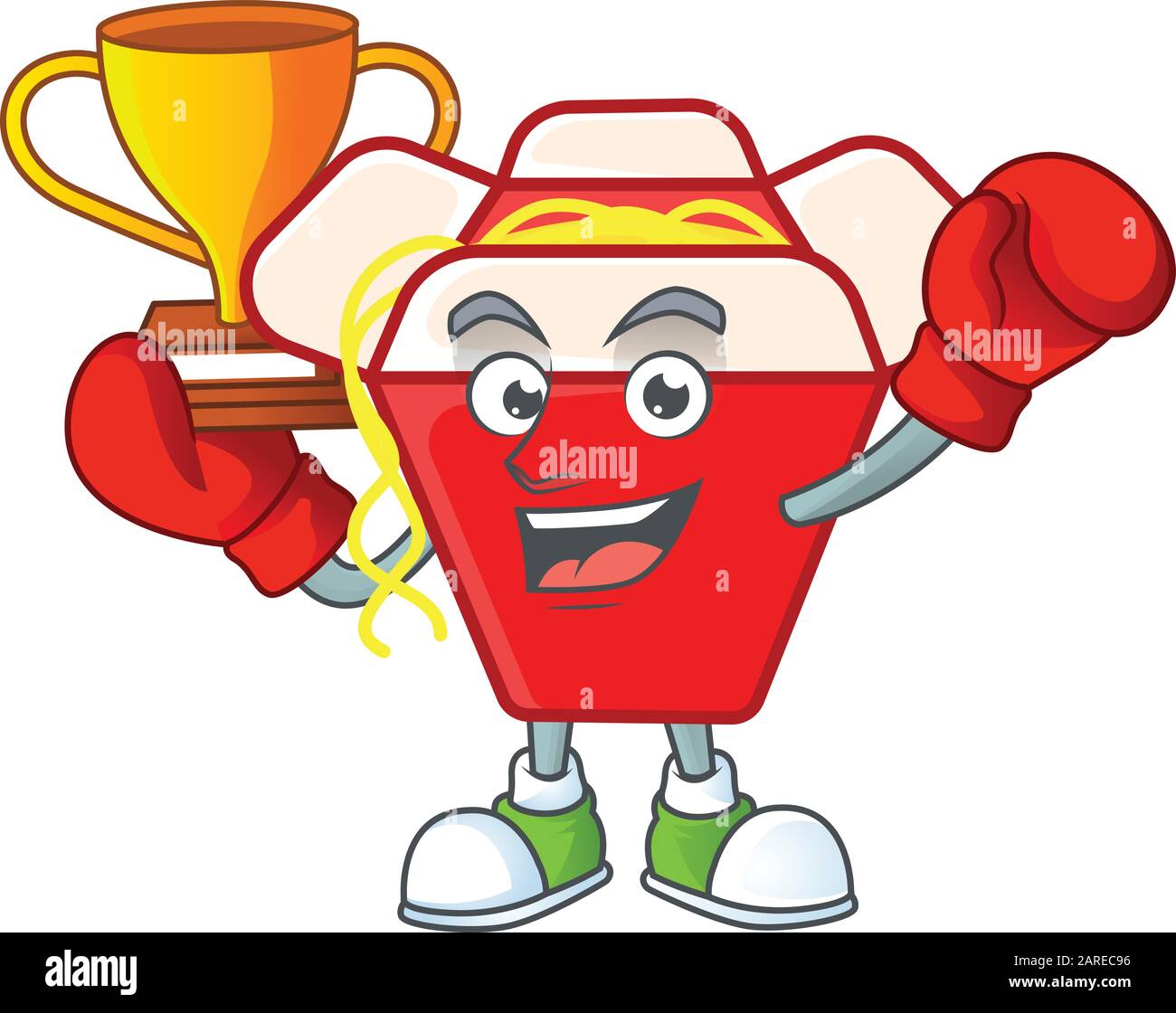 fantastic Boxing winner of chinese box noodle in mascot cartoon style ...