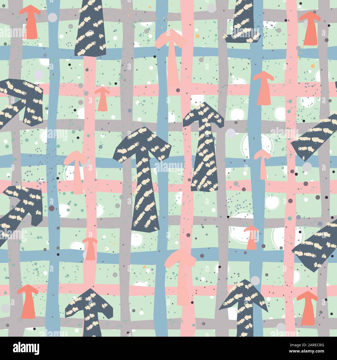 Childish Seamless Texture with Arrows. Hand Drawn Design With Brush ...