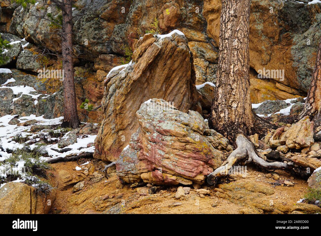 Close up of some of the beautifully colored sandstone boulders in the ...