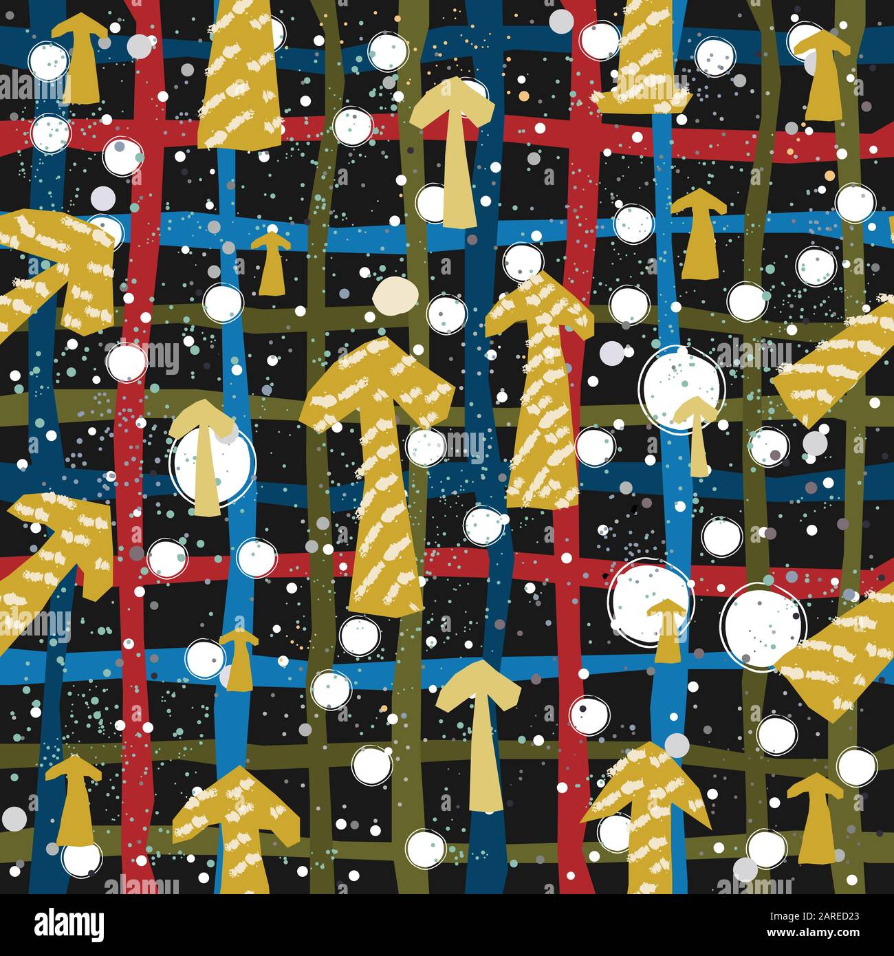 Childish Seamless Texture with Arrows. Hand Drawn Design With Brush ...