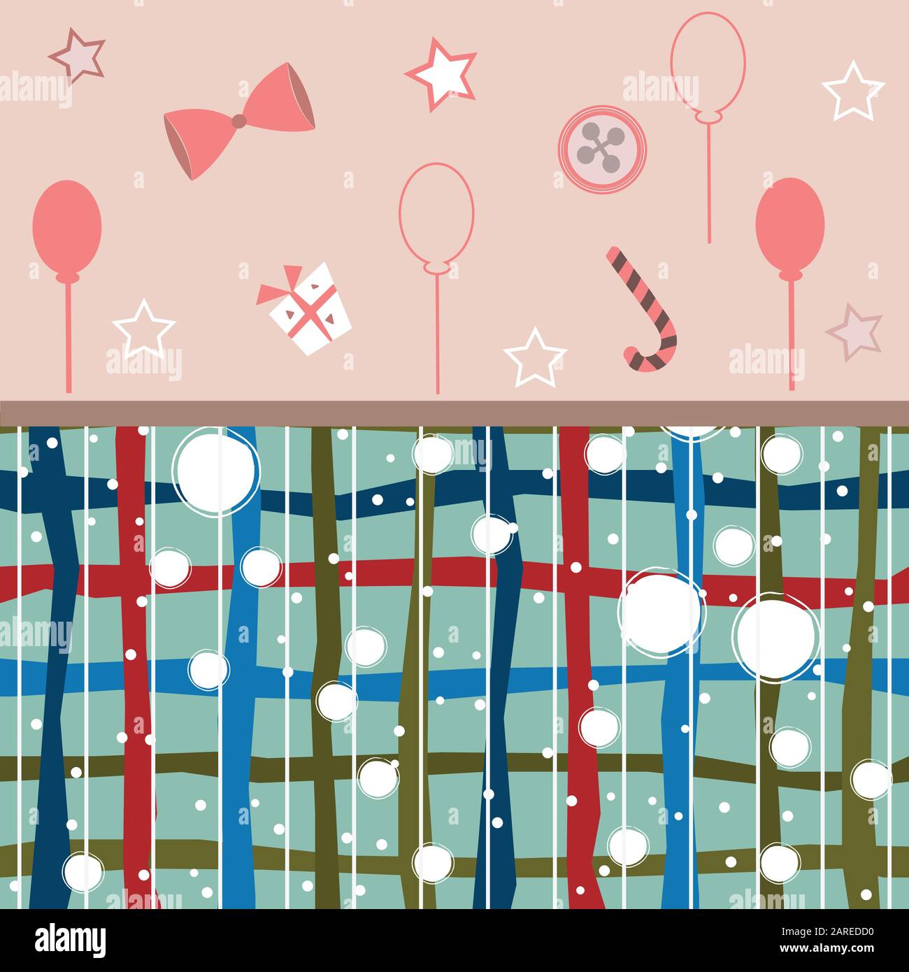 Cute Girlish Frame in pink with festive balloons, bow, gift, candy and ...